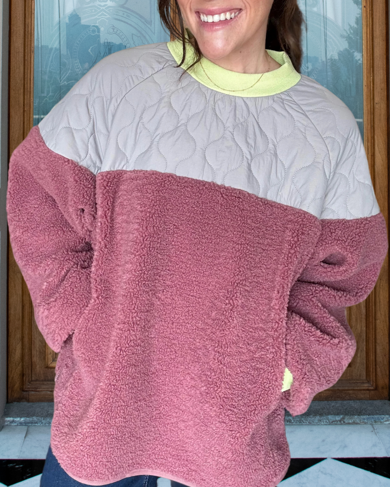Quilted Patchwork Plush Pullover