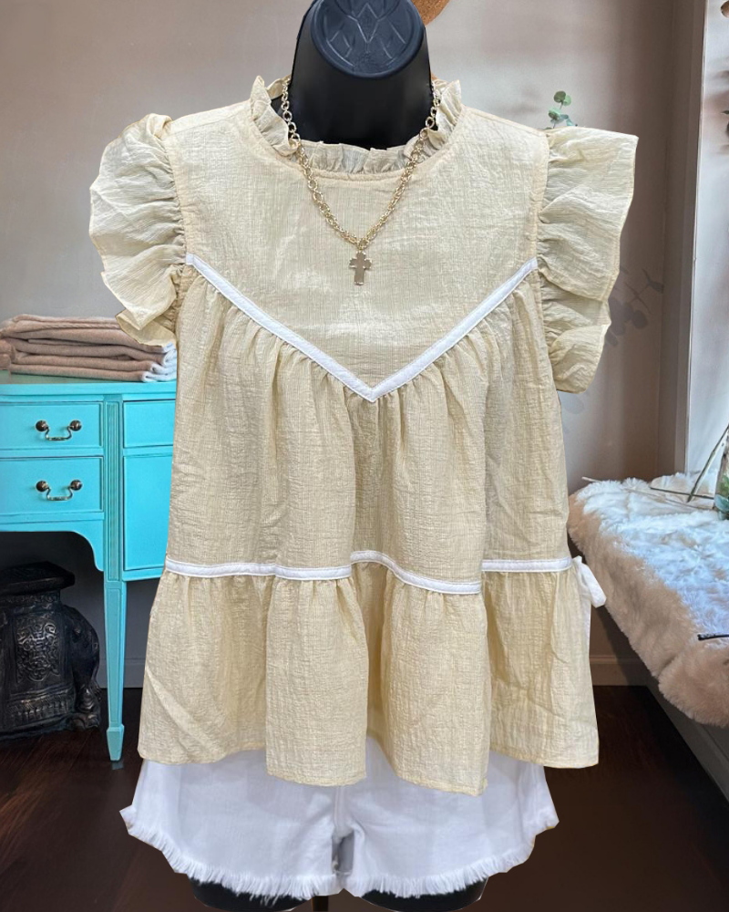 Simple Ruffled Linen Top