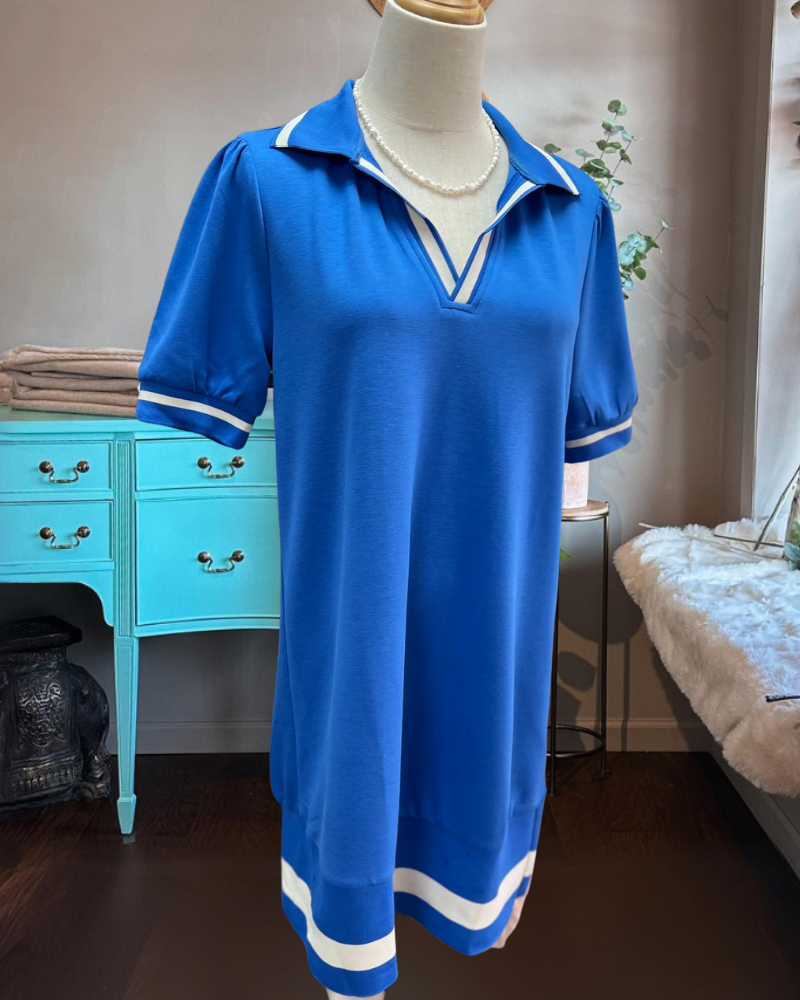 Simple Colorblock Trim Dress