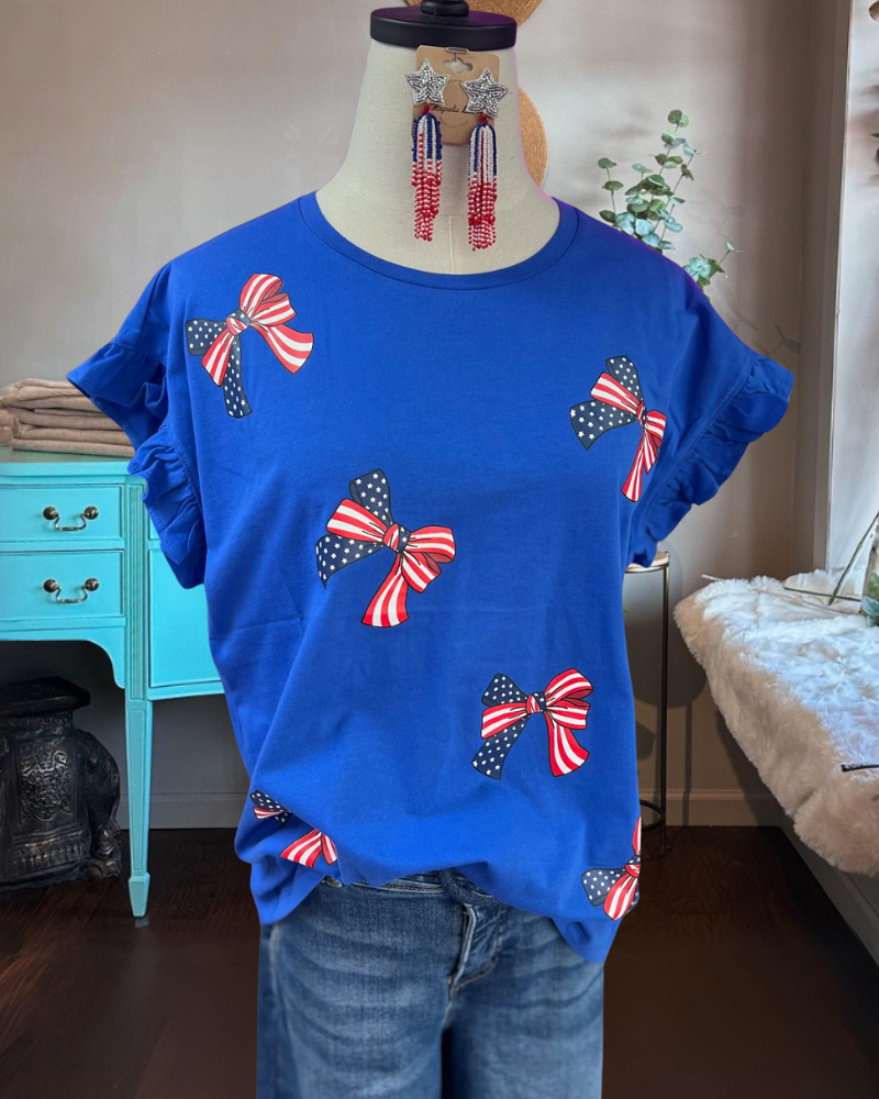 Flag Bow Ruffle Top