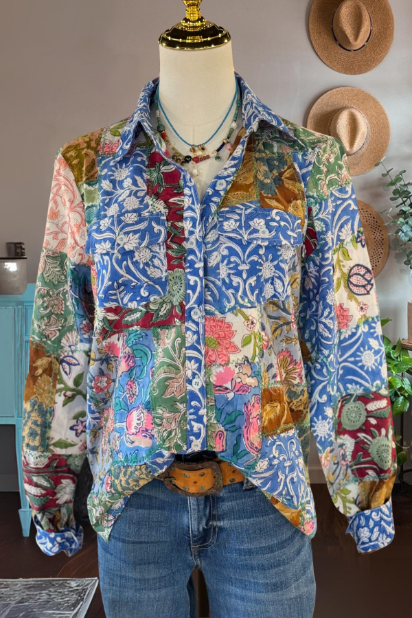 Vintage Mixed Floral Patchwork Blouse