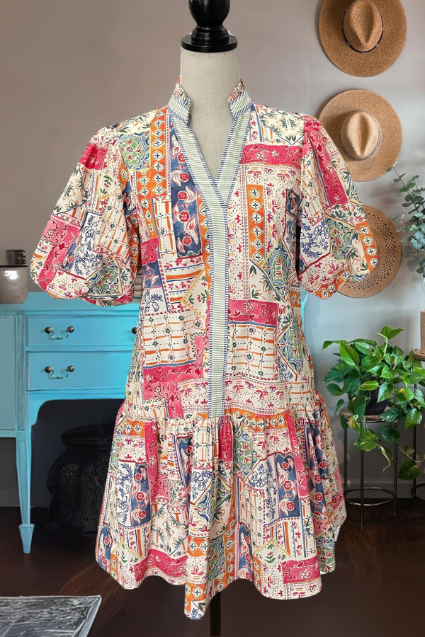 Bohemian Mixed Pattern Dress