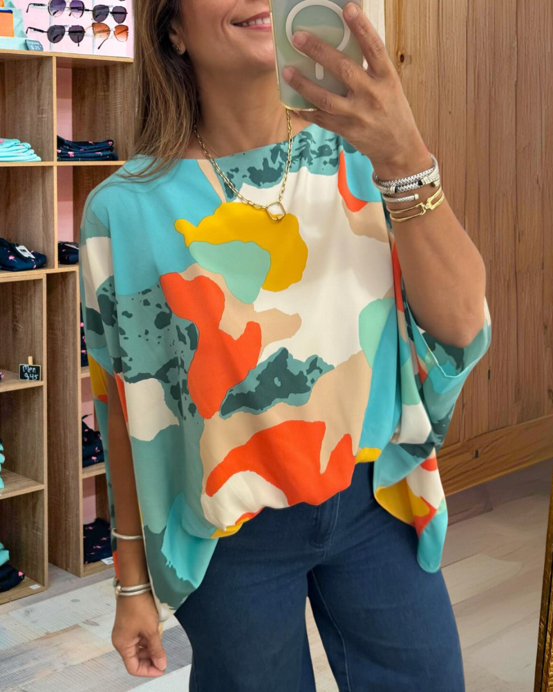 Abstract Colorblock Painting Top