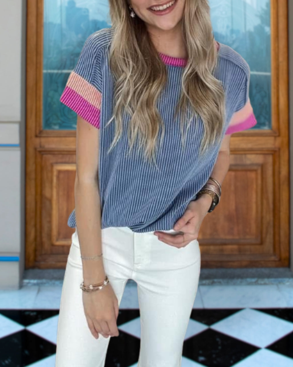 Colorblock Ribbed Tee