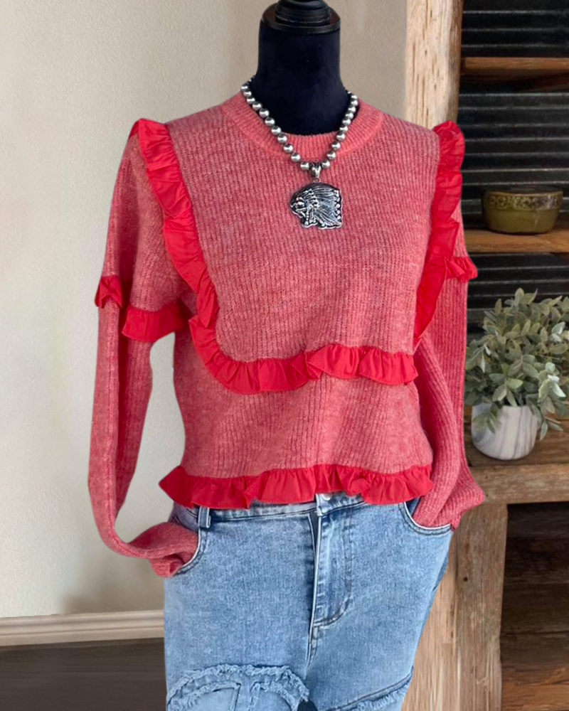 Unique Ruffled Crew Neck Top